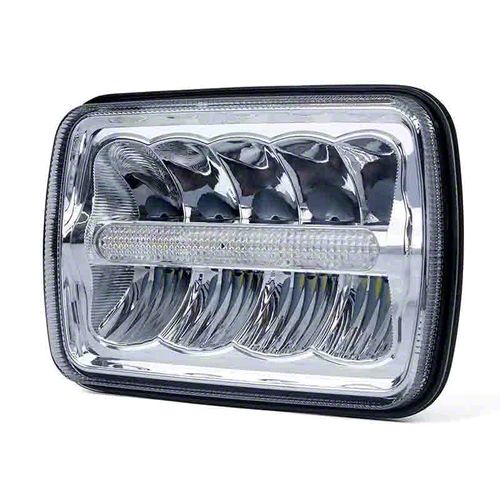 Jeep Wrangler Square LED Headlights; Chrome Housing; Clear Lens (87-95 ...