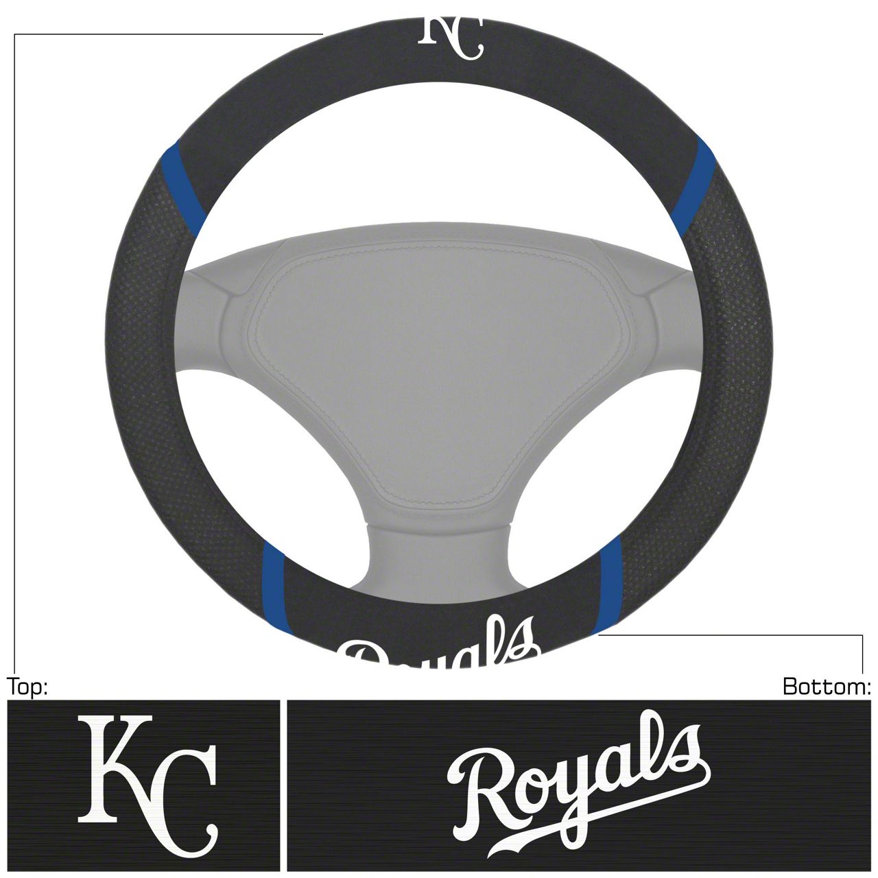 Jeep Wrangler Steering Wheel Cover with Kansas City Royals Logo; Black ...