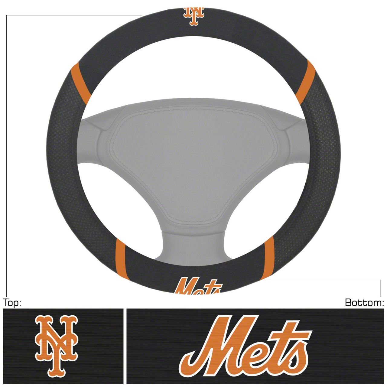 Jeep Wrangler Steering Wheel Cover with New York Mets Logo; Black ...