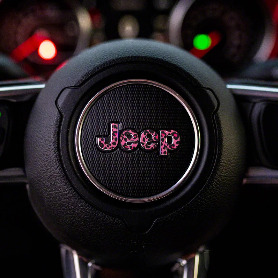 Jeep Wrangler JEEP Steering Wheel Emblem Overlay Decal; Gloss Pink ...