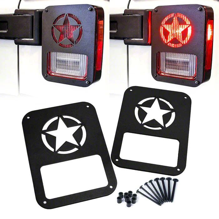 Jeep Wrangler Tail Light Covers; Star (07-18 Jeep Wrangler JK) - Free ...