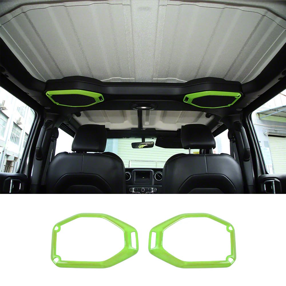 Jeep Wrangler Top Roof Speaker Trim Rings; Green (18-23 Jeep Wrangler ...