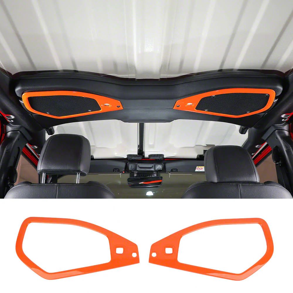 Jeep Wrangler Top Roof Speaker Trim Rings; Orange (24-26 Jeep Wrangler ...