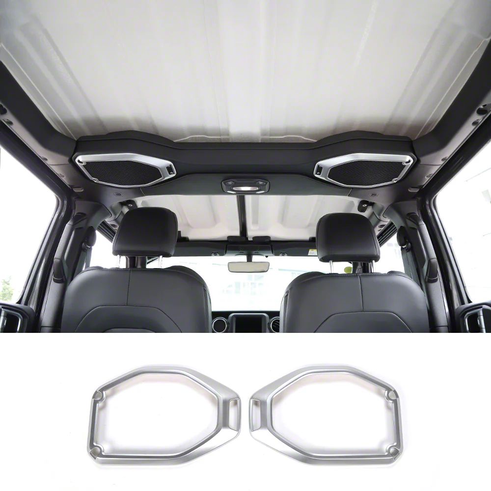 Jeep Wrangler Top Roof Speaker Trim Rings; Silver (18-23 Jeep Wrangler ...