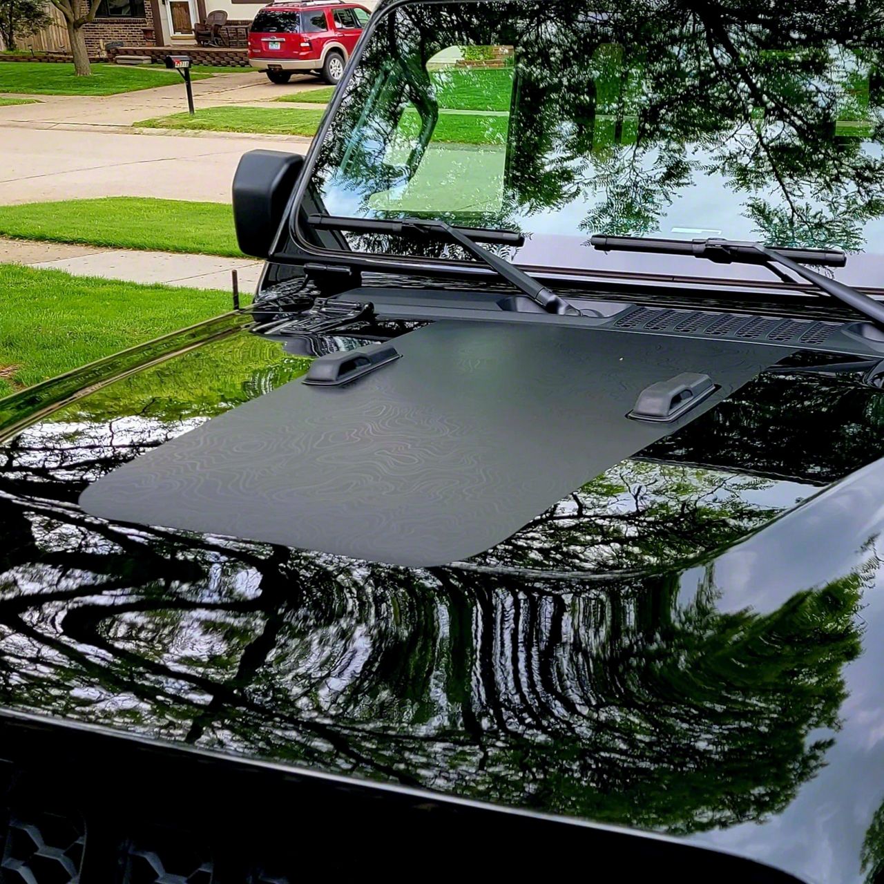 Jeep Wrangler Wide Topographic Map Hood Graphic with Windshield Bumper ...
