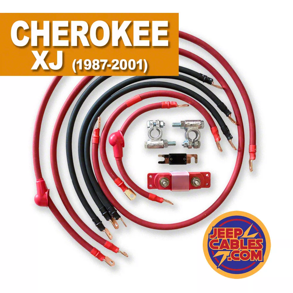 JeepCables Jeep Cherokee Big 7 Battery Cable Kit; 2GA XJ-9195-2G (91-95 ...