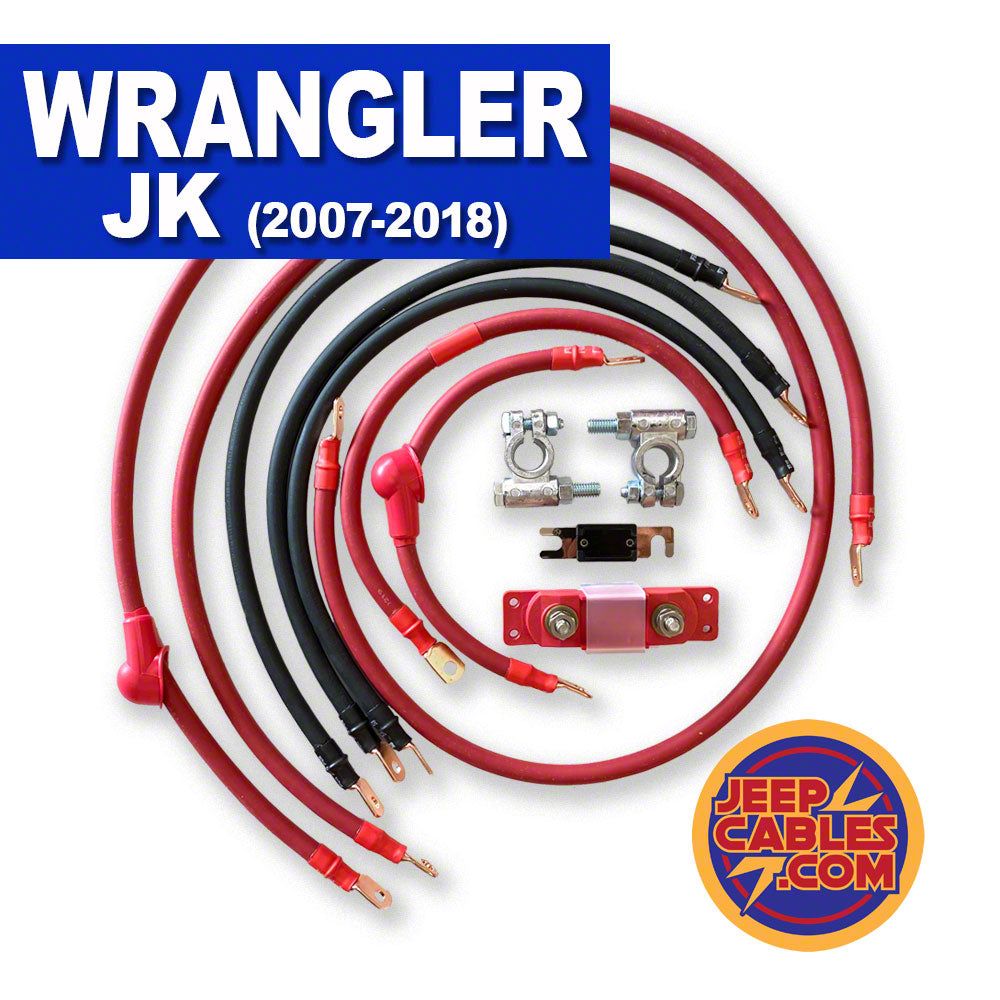 JeepCables Jeep Wrangler Big 7 Battery Cable Kit; 2GA JK-38-2G (07-11 3 ...