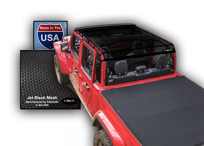 JTopsUSA Jeep Gladiator Safari Top Mesh Sunshade; Jet Black HFGKX3 (20 ...