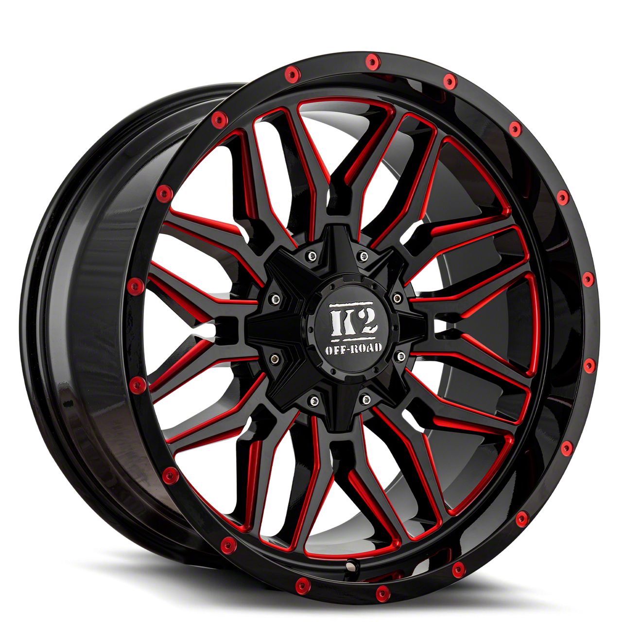 K2 Off-Road Toyota 4-Runner Rage Gloss Black/Red Milled 6-Lug Wheel ...