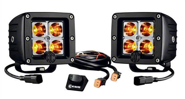 KC HiLiTES Tacoma 3-Inch Amber C-Series C3 LED 2-Light System; 12W Spot ...