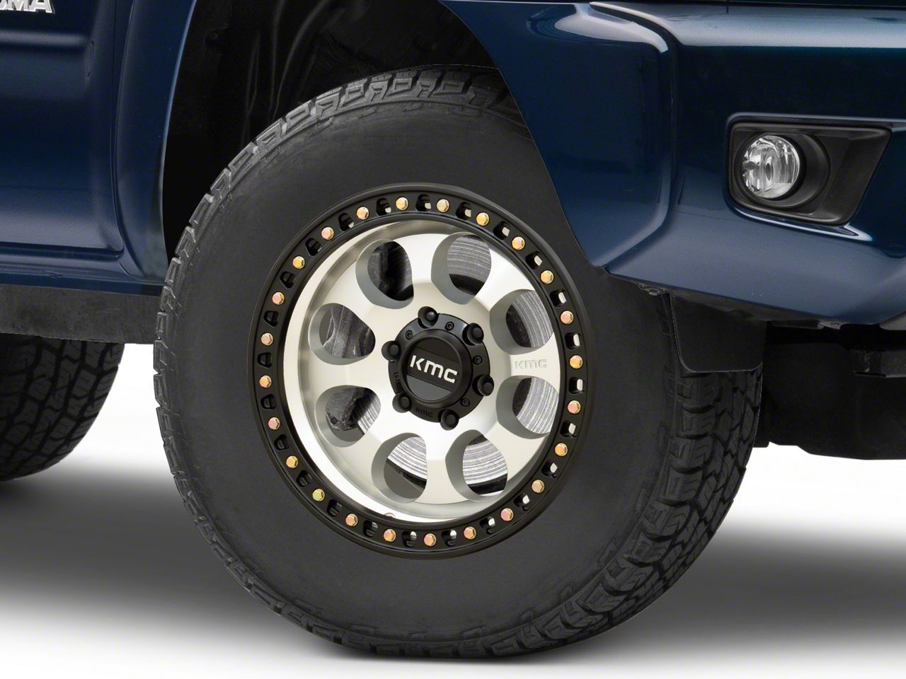 KMC Tacoma Riot SBL Machined with Satin Black Lip 6-Lug Wheel; 17x8.5 ...