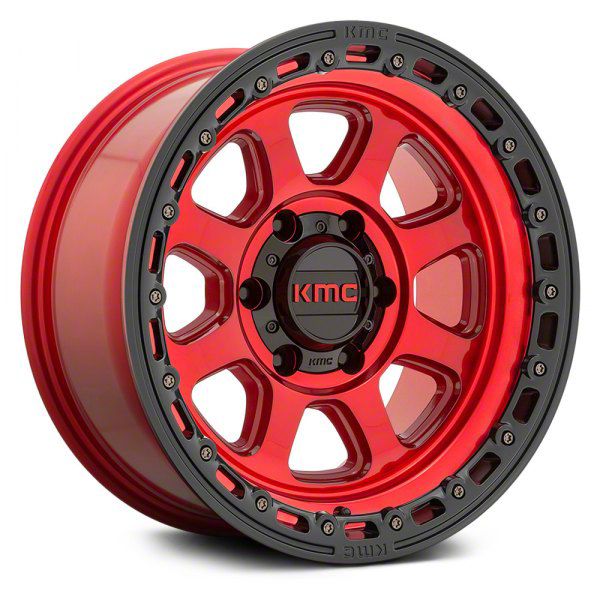 KMC Bronco Chase Candy Red with Black Lip 6-Lug Wheel; 20x9; 0mm Offset ...