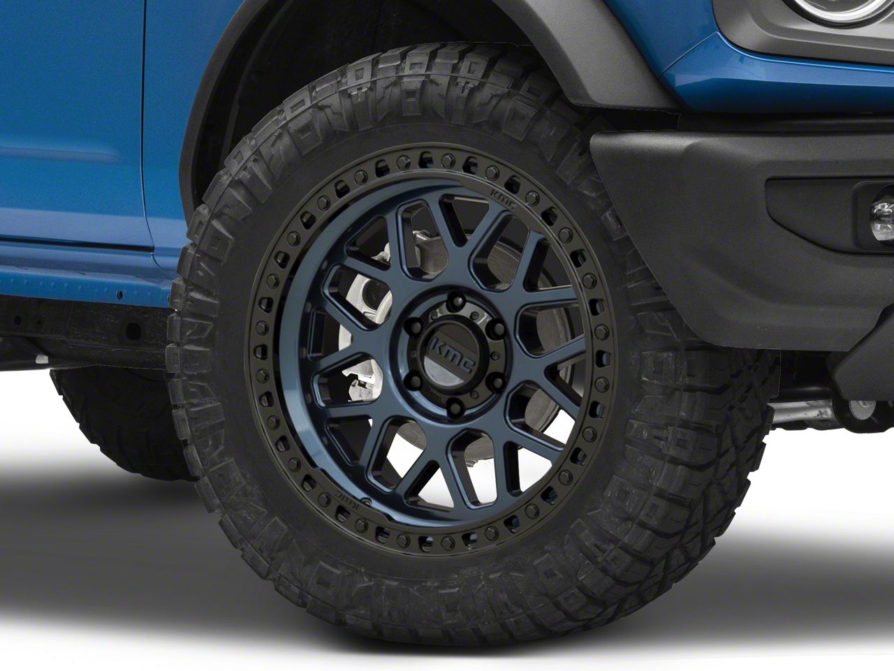 KMC Bronco GRS Midnight Blue with Gloss Black Lip 6-Lug Wheel; 20x9 ...