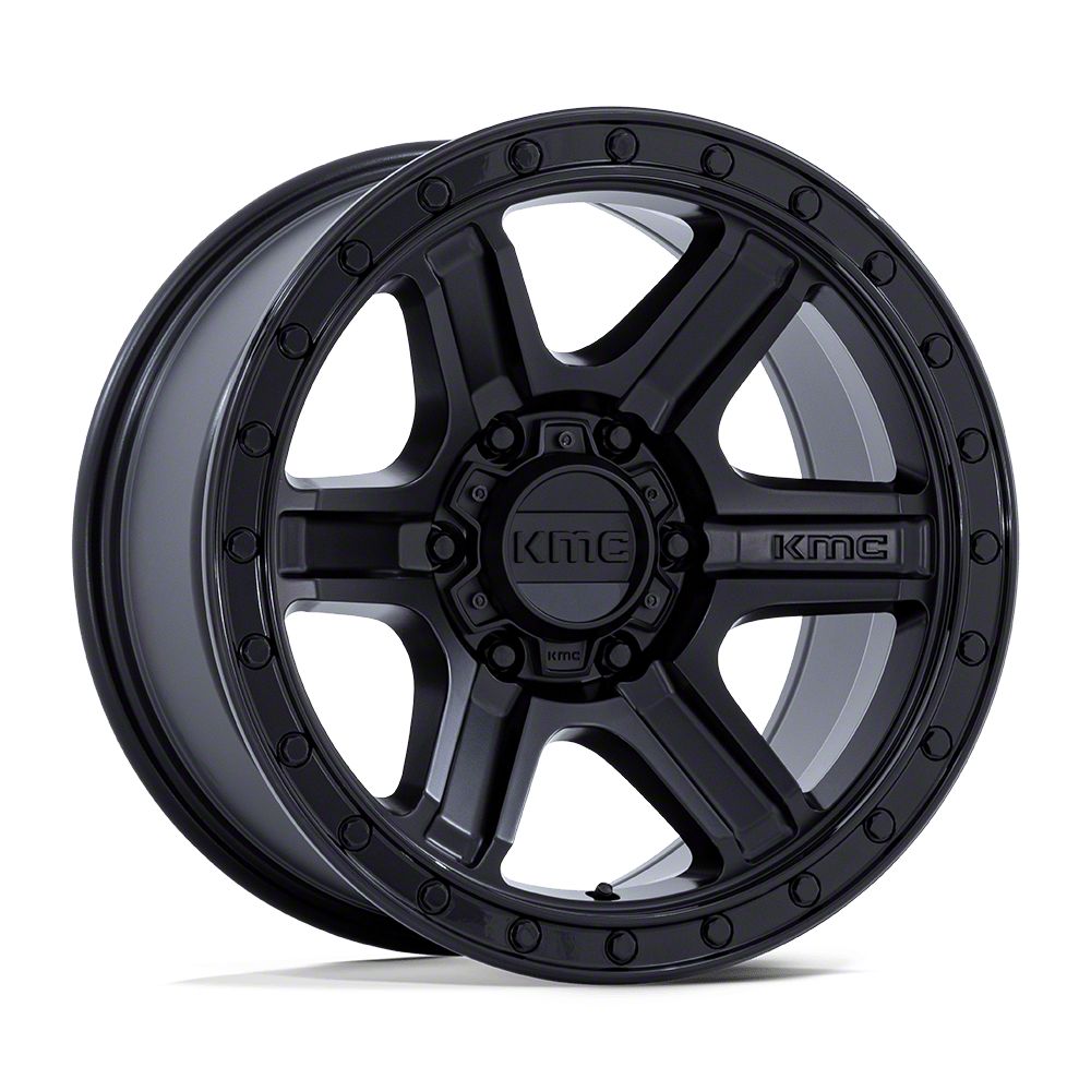 KMC Bronco Outrun Matte Black with Gloss Black Lip 6-Lug Wheel; 18x9 ...