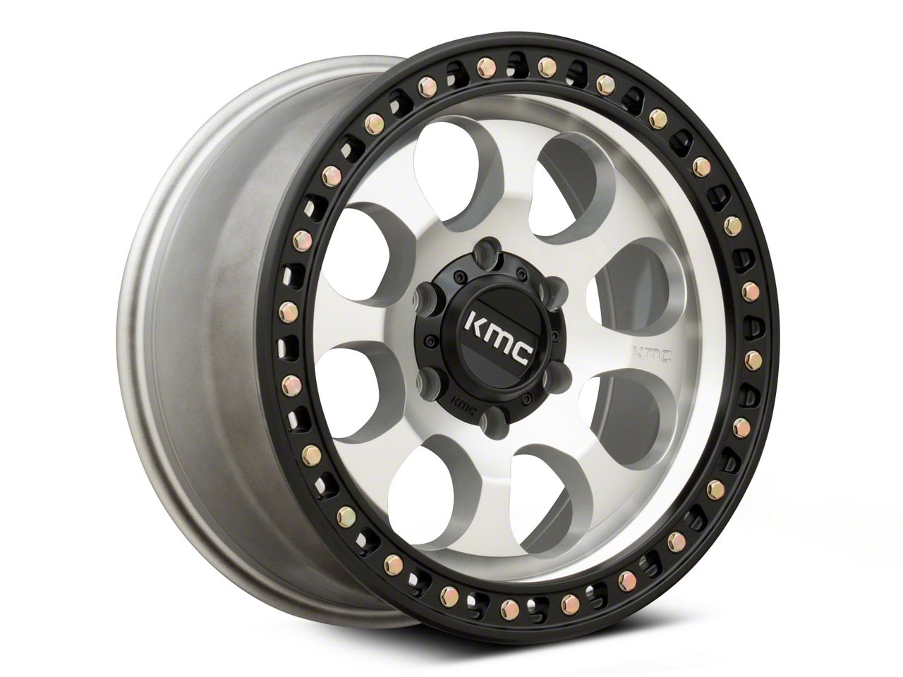 KMC Frontier Riot SBL Machined with Satin Black Lip 6-Lug Wheel; 18x9 ...