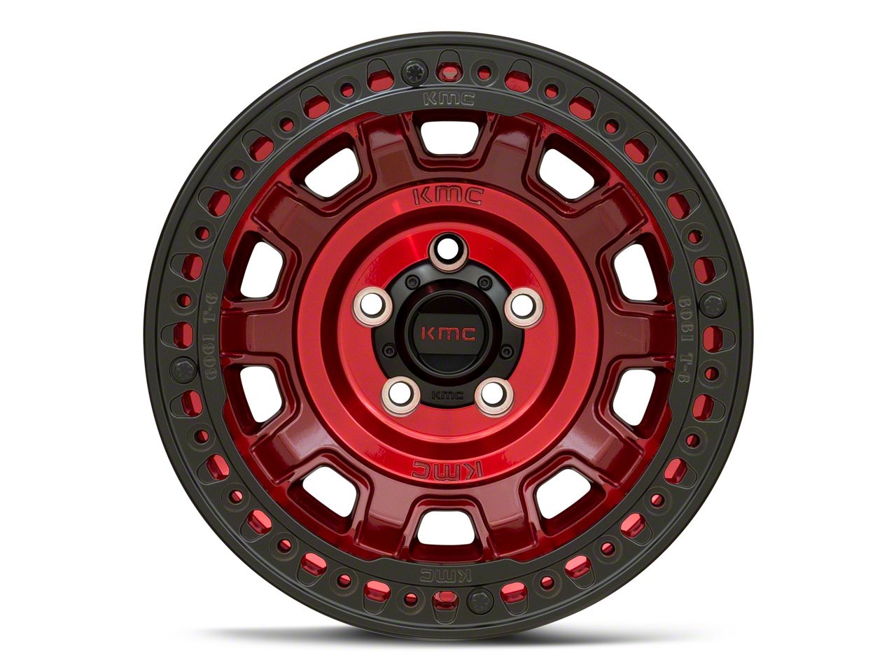 KMC Jeep Grand Cherokee Tank Beadlock Candy Red Wheel; 17x9 ...