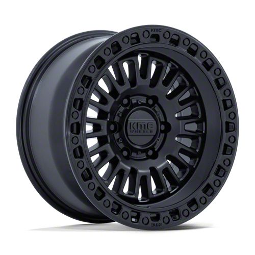 KMC Jeep Wrangler Aztec Matte Black with Gloss Black Lip Wheel; 17x8.5 ...