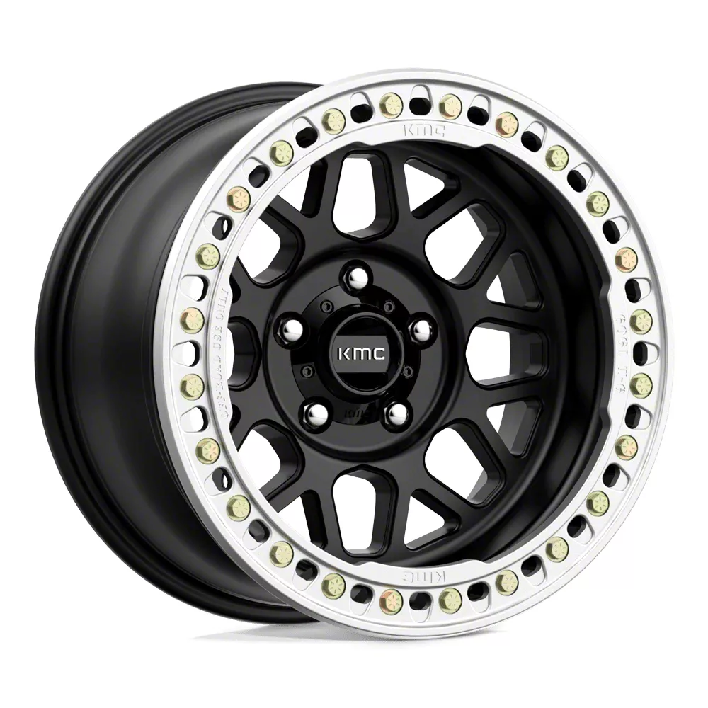 KMC Jeep Wrangler Grenade Crawl Beadlock Satin Black Wheel; 18x9; 10mm ...