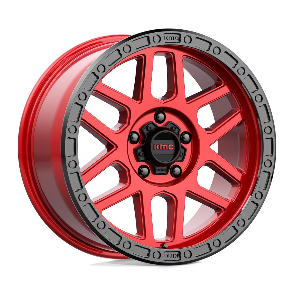 KMC Jeep Wrangler Mesa Candy Red with Black Lip Wheel; 17x9; -12mm ...