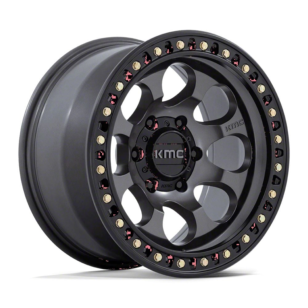 KMC Jeep Wrangler Riot SBL Anthracite with Satin Black Lip Wheel; 18x9 ...