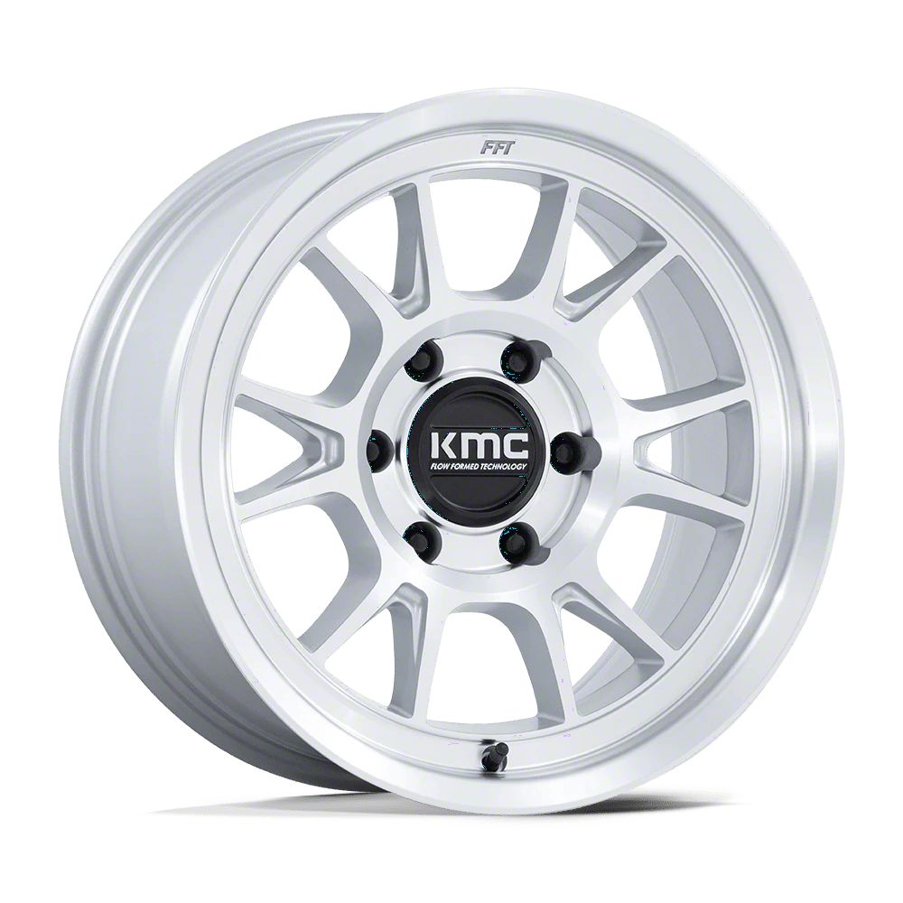 KMC Jeep Wrangler Range Gloss Silver with Machined Face Wheel; 17x8.5; -10mm Offset ...