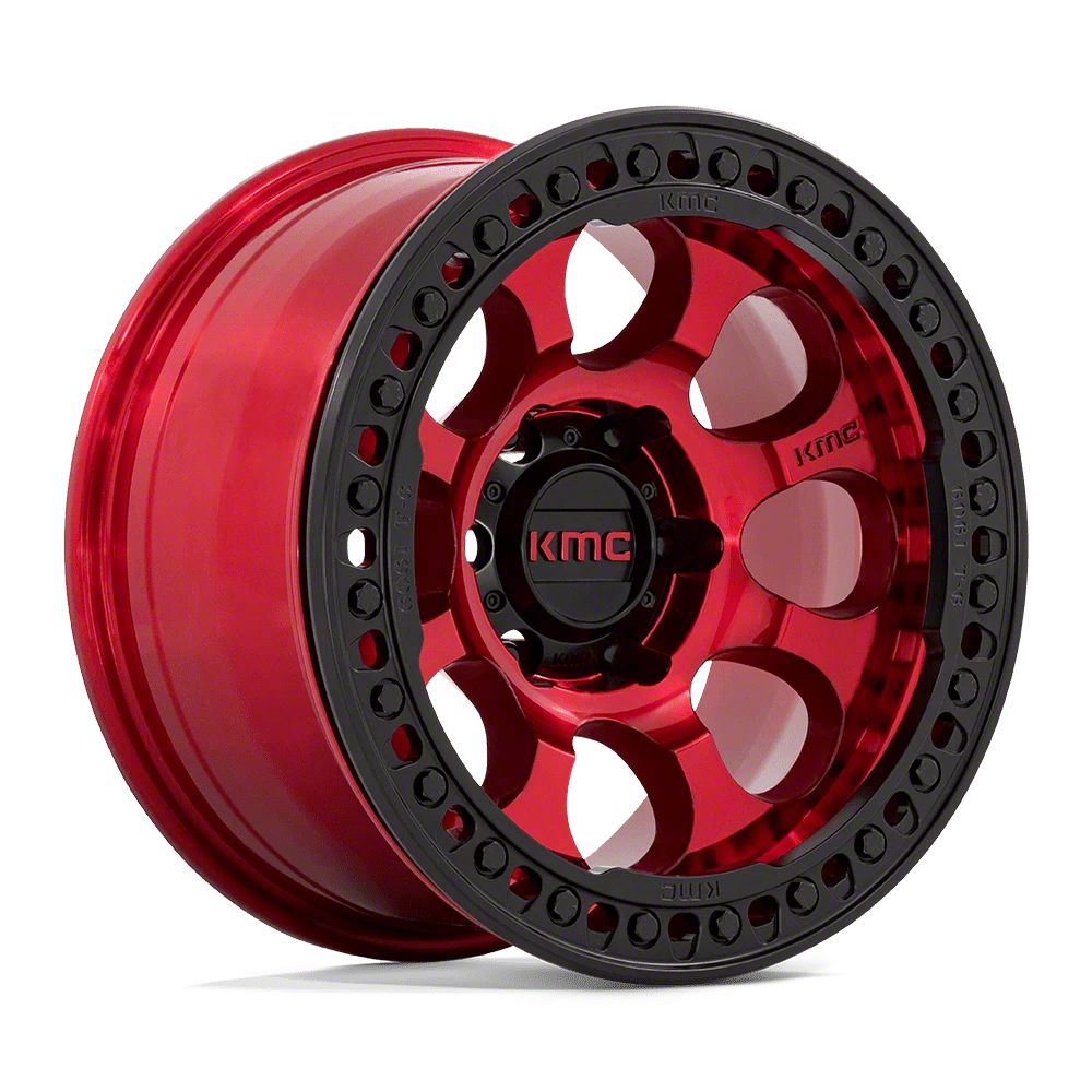 KMC Jeep Wrangler Riot Beadlock Candy Red with Black Ring Wheel; 17x8.5 ...