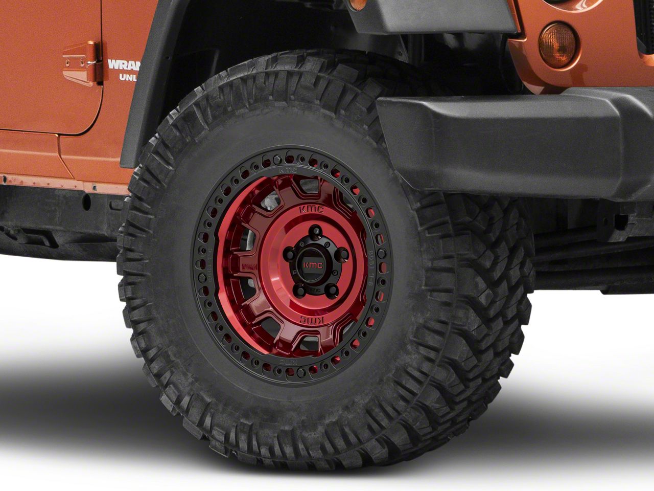 KMC Jeep Wrangler Tank Beadlock Candy Red Wheel; 17x9; -38mm Offset ...