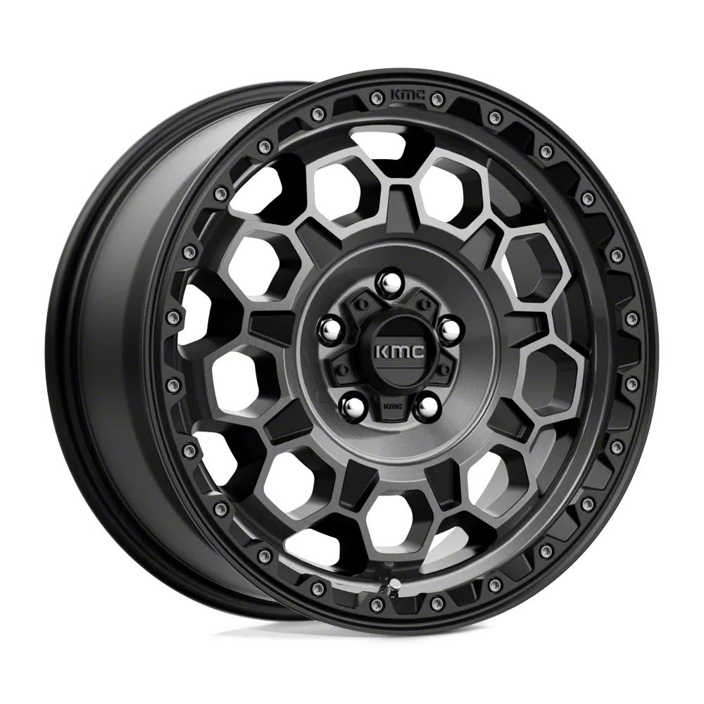 KMC Jeep Wrangler Trek Satin Black with Gray Tint Wheel; 17x8; 35mm ...