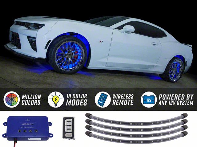 LEDGlow Jeep Wrangler Million Color Wheel Well Lighting Kit LU-WW-M ...