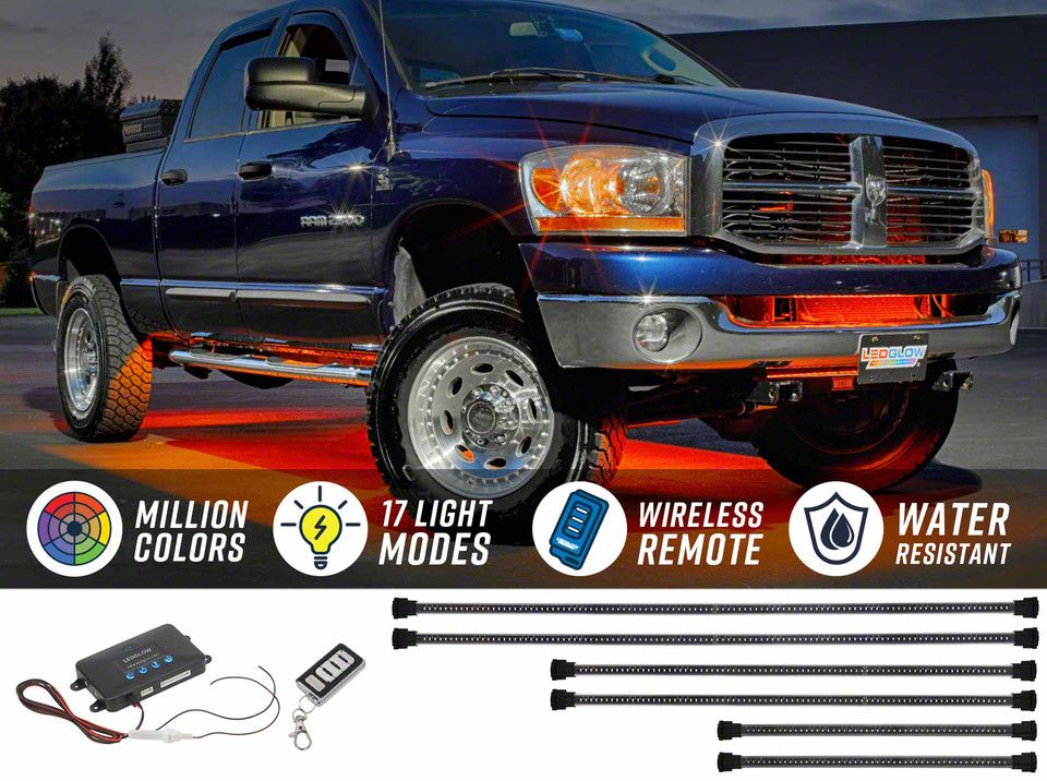 LEDGlow Tundra Million Color Wireless Truck Underbody Lighting Kit with ...