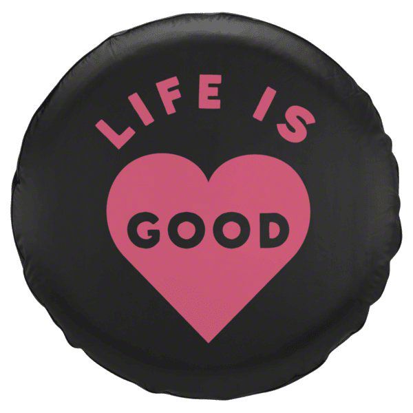 Life is Good Pink Heart Spare Tire Cover 66 18 Jeep CJ5 CJ7 Wrangler YJ TJ JK