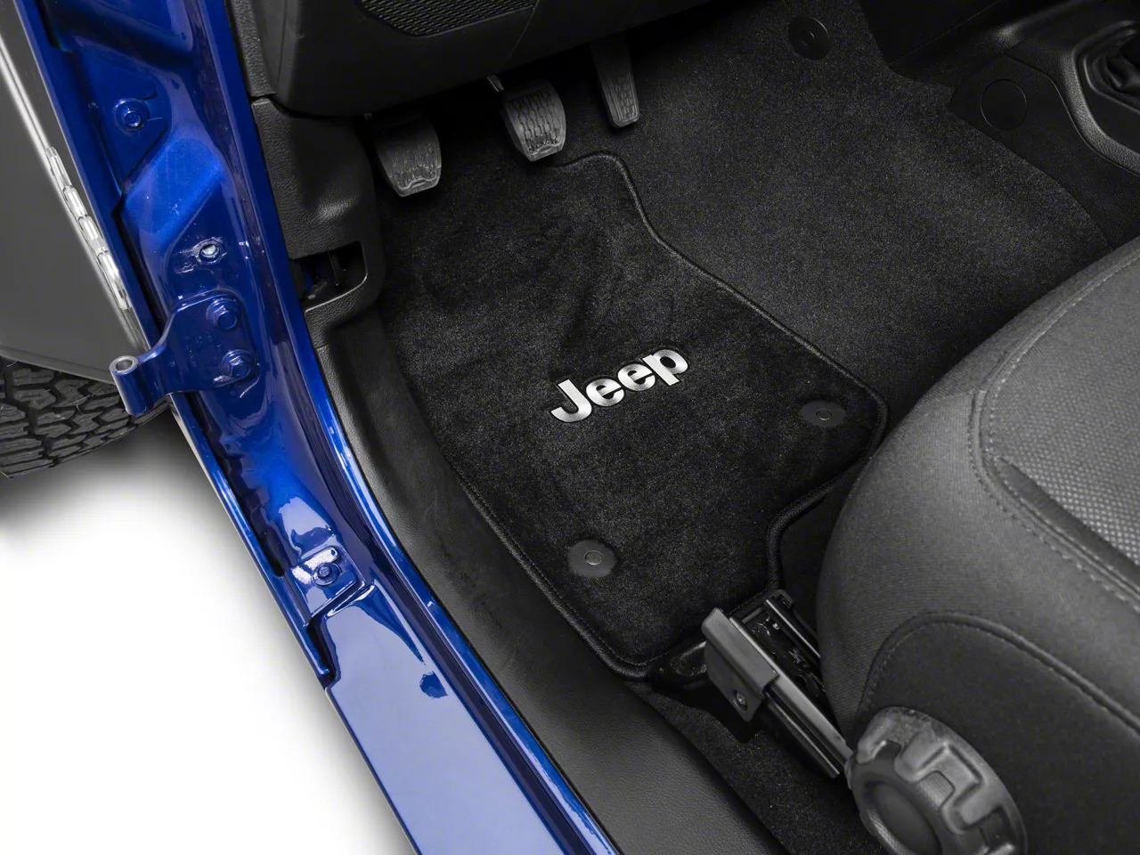 Lloyd Jeep Wrangler Front and Rear Floor Mats with Jeep Logo; Black ...