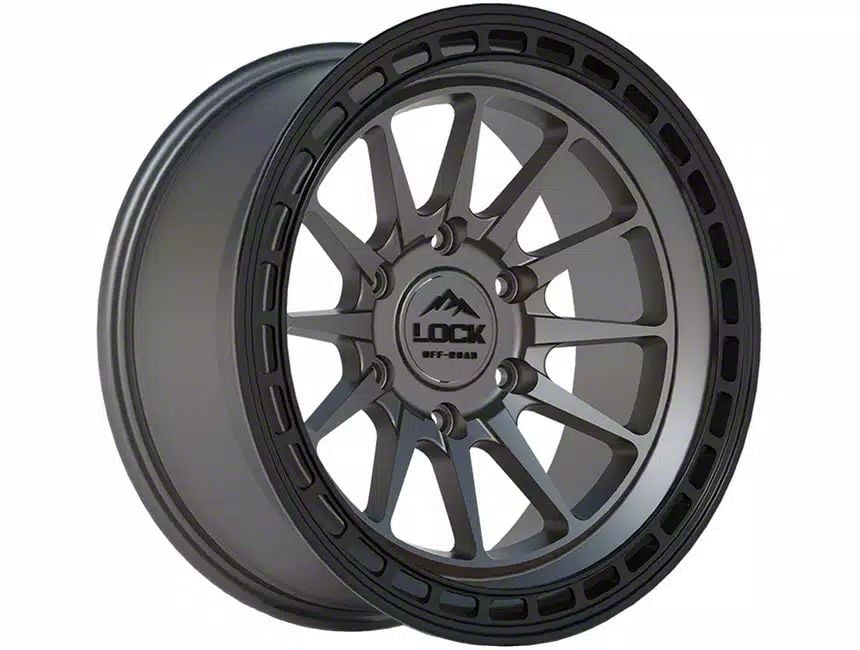 Lock Off-Road Tundra Baja Matte Grey with Matte Black Ring 6-Lug Wheel ...