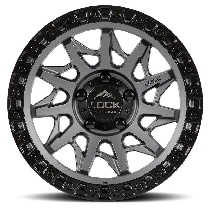 Lock Off-Road Tundra Lunatic Matte Grey with Matte Black Ring 6-Lug ...
