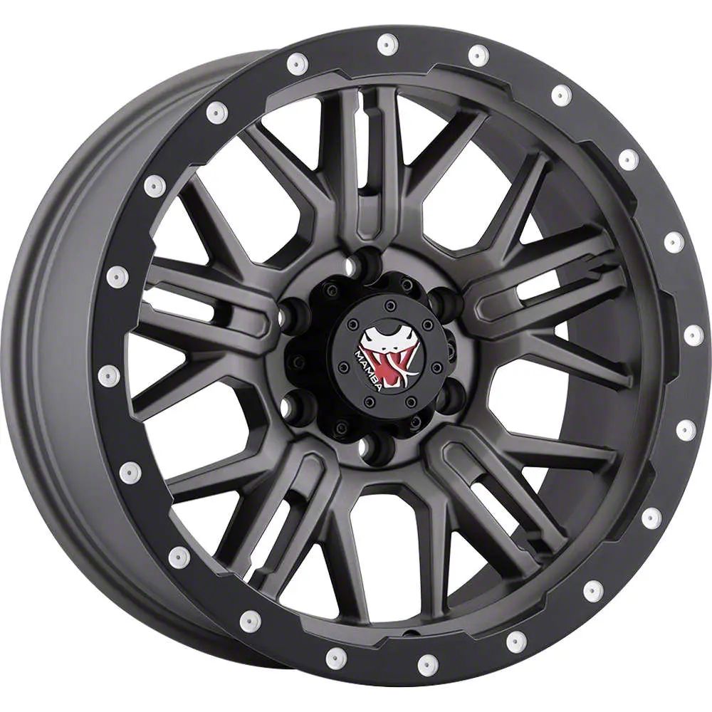 Mamba Offroad Wheels Toyota 4-Runner M25 Matte Gray with Black Lip Edge ...