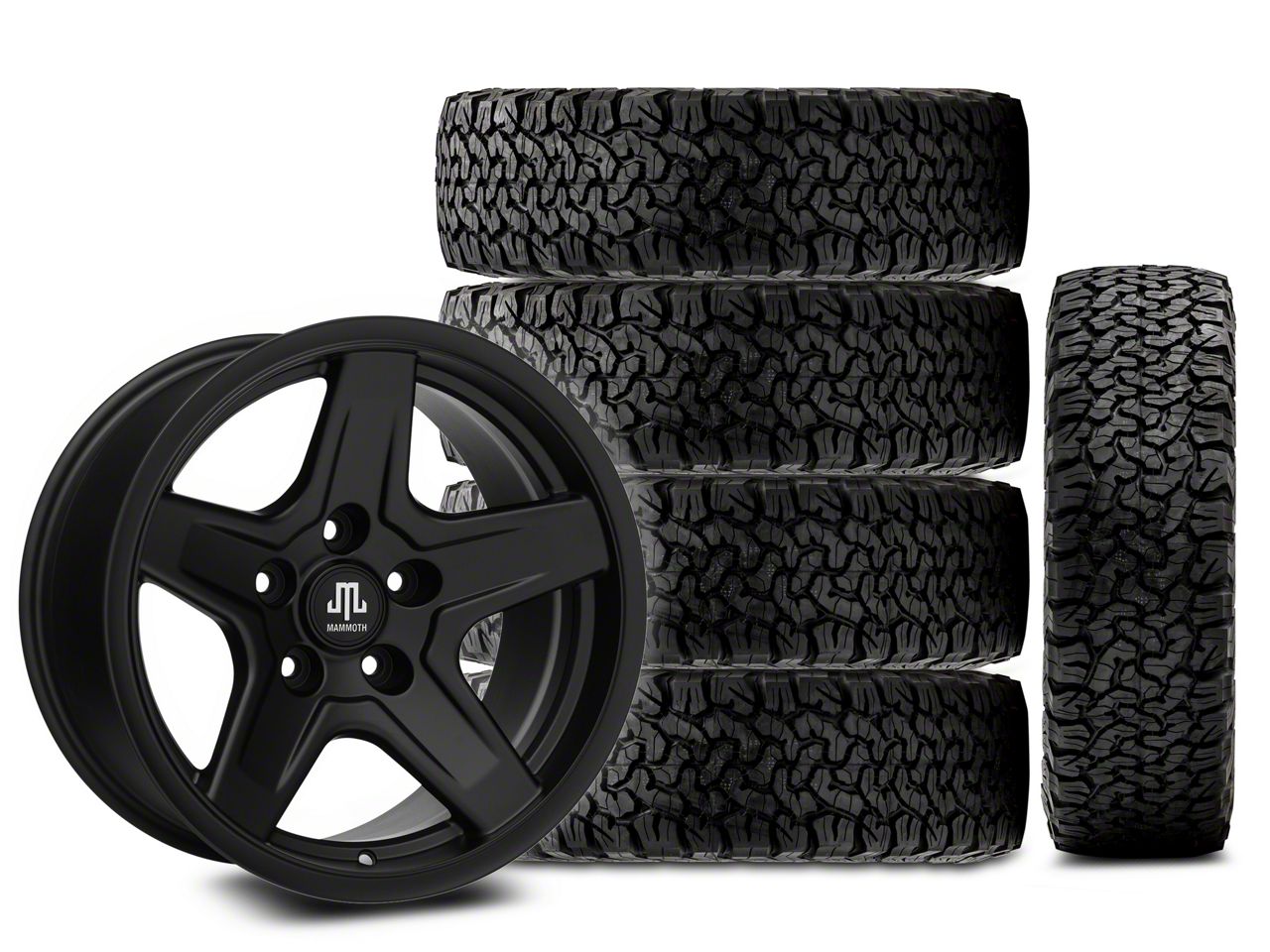 Jeep Wrangler 17x9 Mammoth Boulder Wheel & 33in BF Goodrich All-Terrain T/A KO Tire Package; Set ...