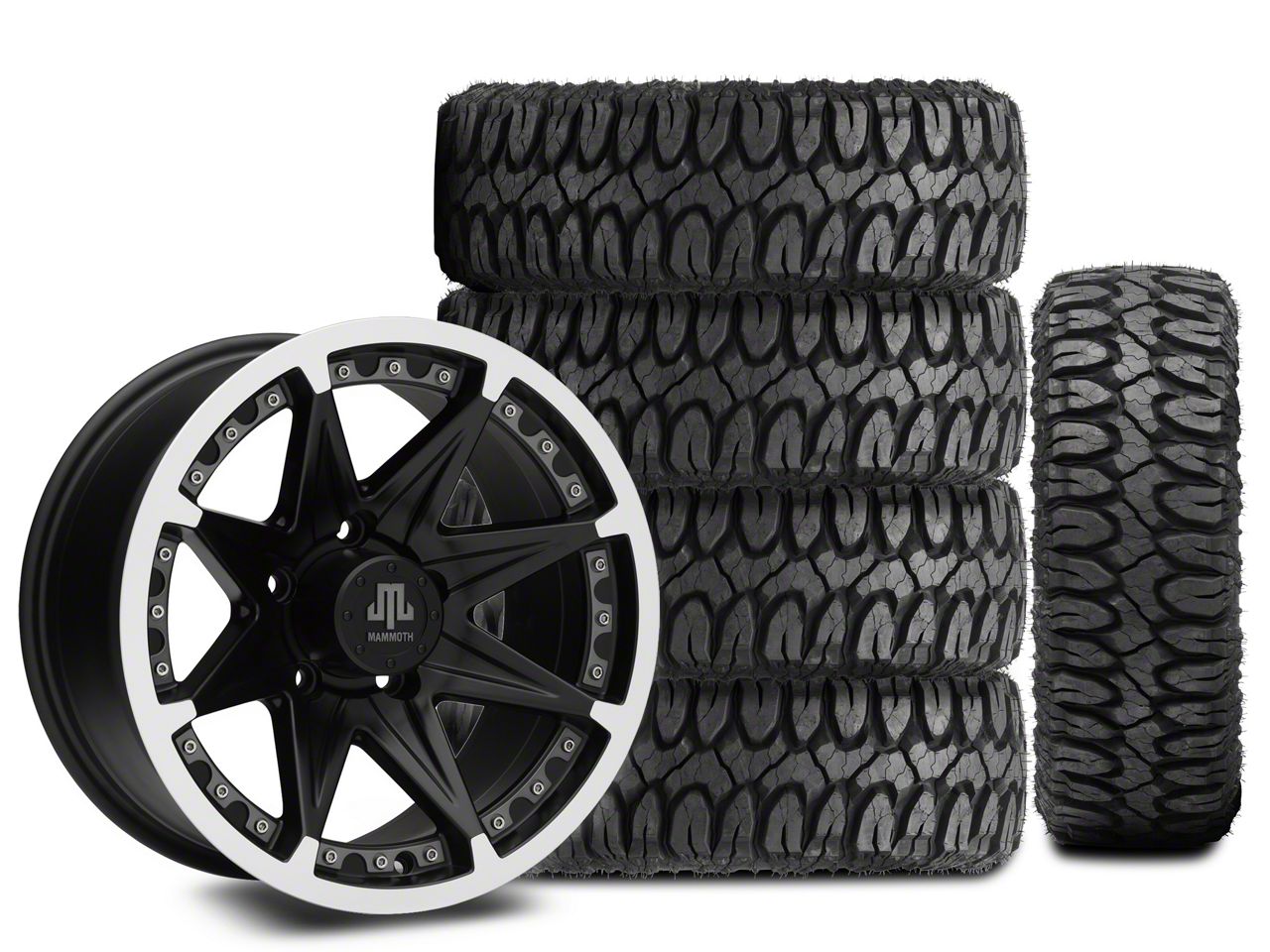 Jeep Wrangler 16x8 Mammoth Type 88 Wheel & 33in Milestar Mud-Terrain ...