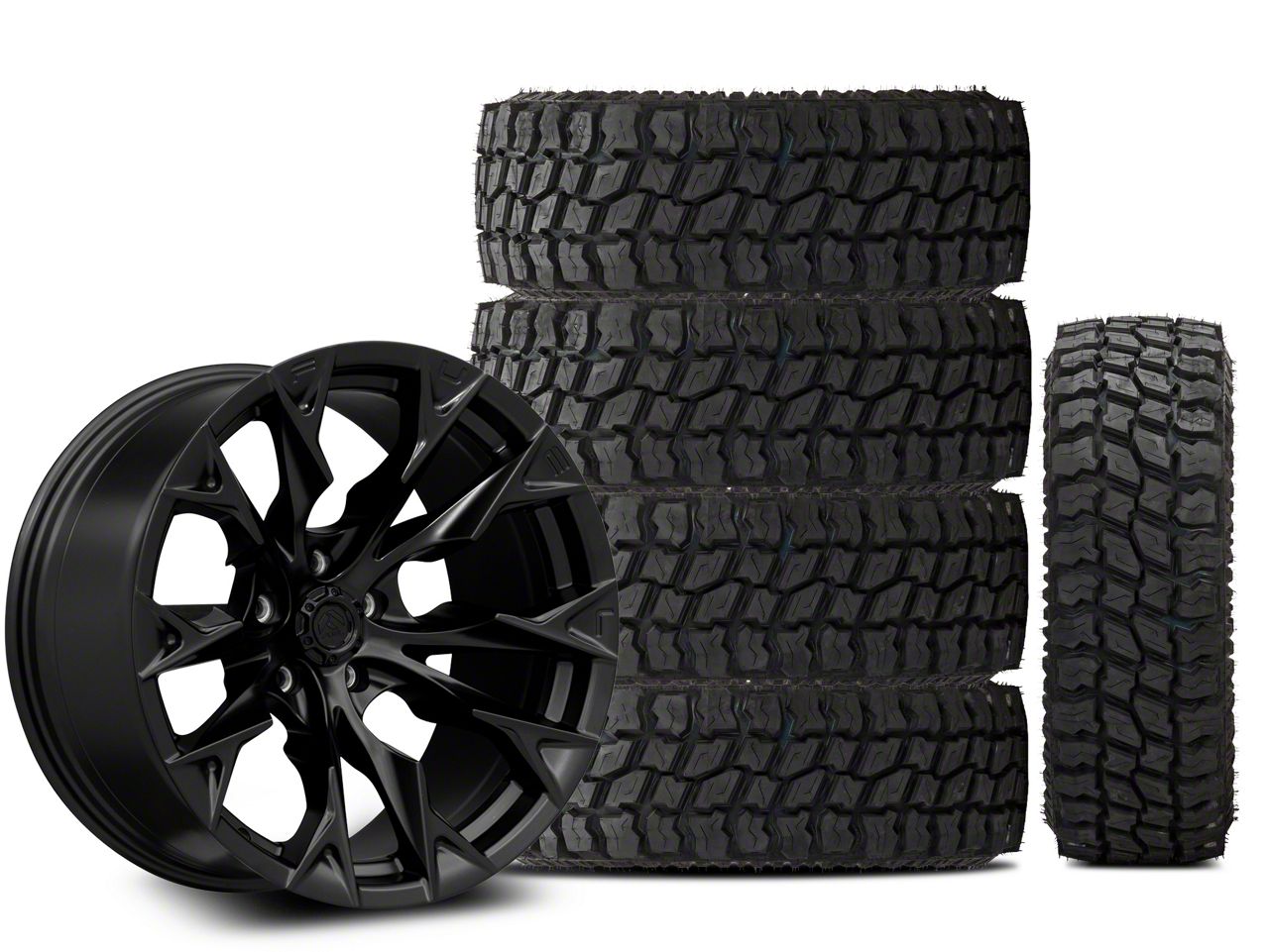 Jeep Wrangler 20x10 Fuel Wheels Flame & 35in Mudclaw Mud-Terrain Comp ...