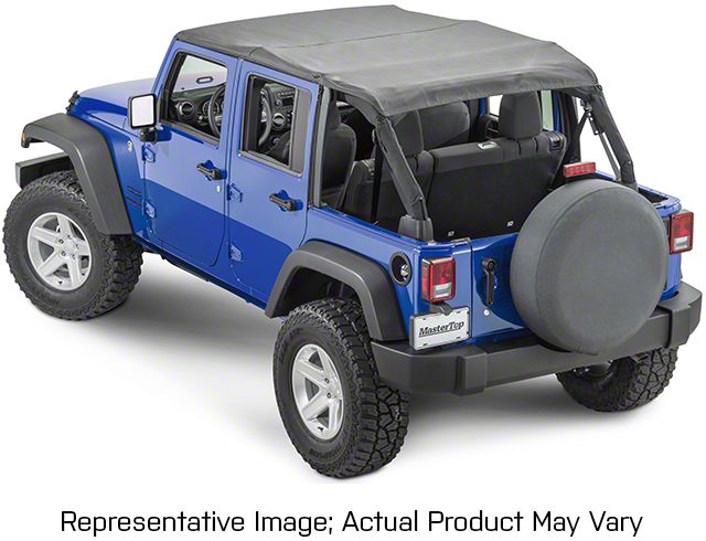 MasterTop Jeep Wrangler Bimini Top Plus with Integrated Black Grab ...