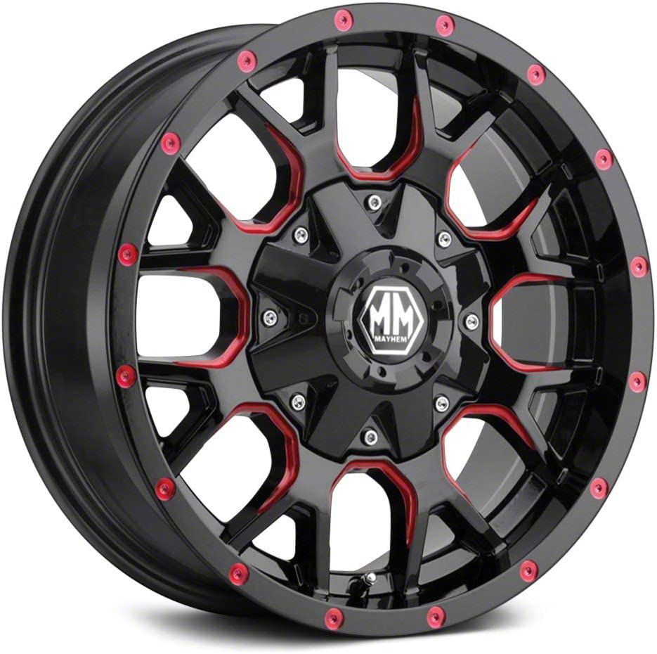 Mayhem Wheels Titan Warrior Black with Prism Red 6-Lug Wheel; 20x10 ...