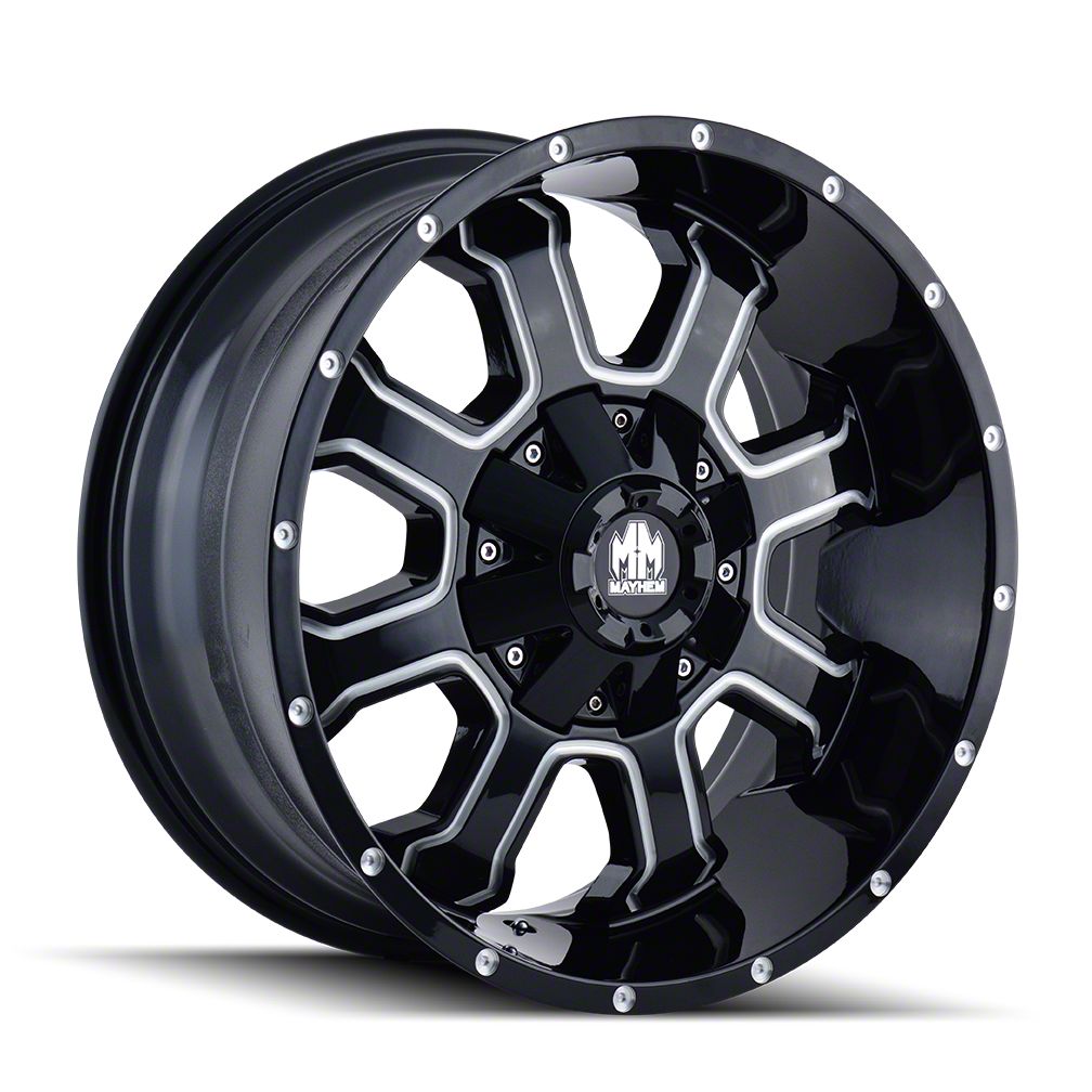 Mayhem Wheels Bronco Fierce Gloss Black Milled 6-Lug Wheel; 22x12 ...