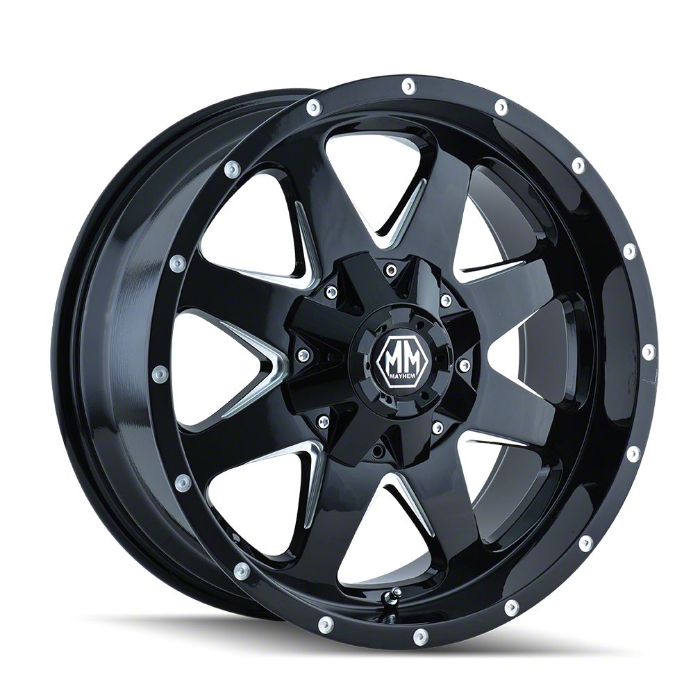 Mayhem Wheels Bronco Tank Gloss Black Milled 6-Lug Wheel; 17x9; 18mm ...