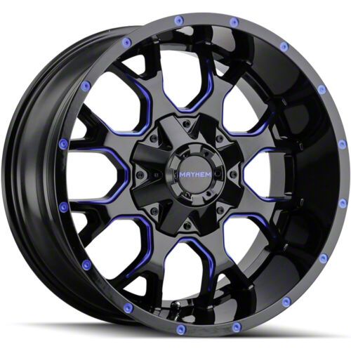Mayhem Wheels Bronco Warrior Black with Prism Blue 6-Lug Wheel; 20x9 ...