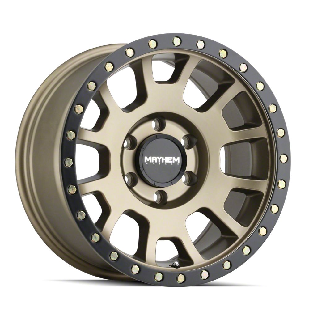 Mayhem Wheels Bronco Scout Matte Gold with Matte Black Lip 6-Lug Wheel ...