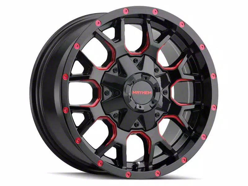 Mayhem Wheels Titan XD Warrior Black with Prism Red 6-Lug Wheel; 20x9 ...