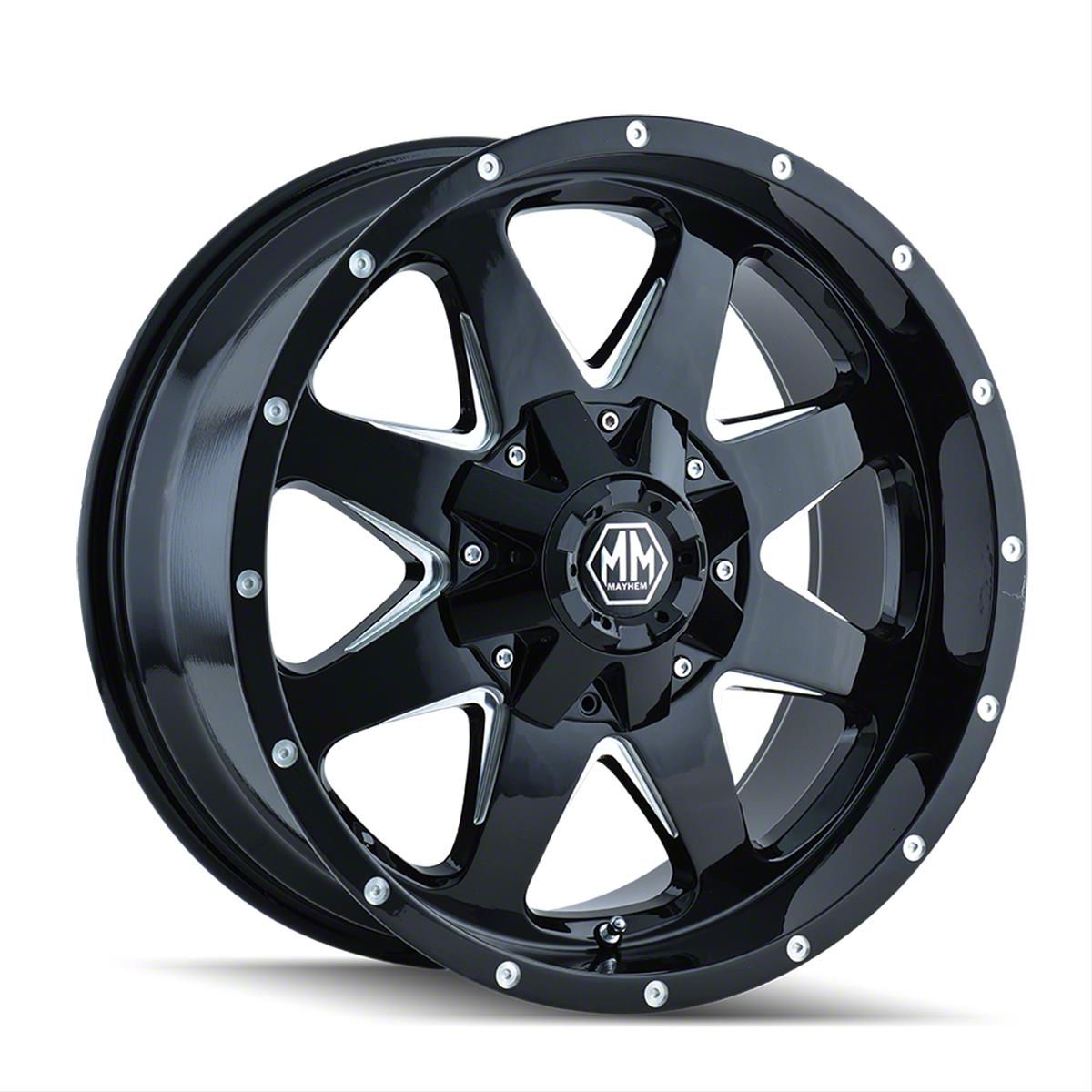 Mayhem Wheels Tundra Tank Gloss Black Milled 6-Lug Wheel; 20x9; -12mm ...