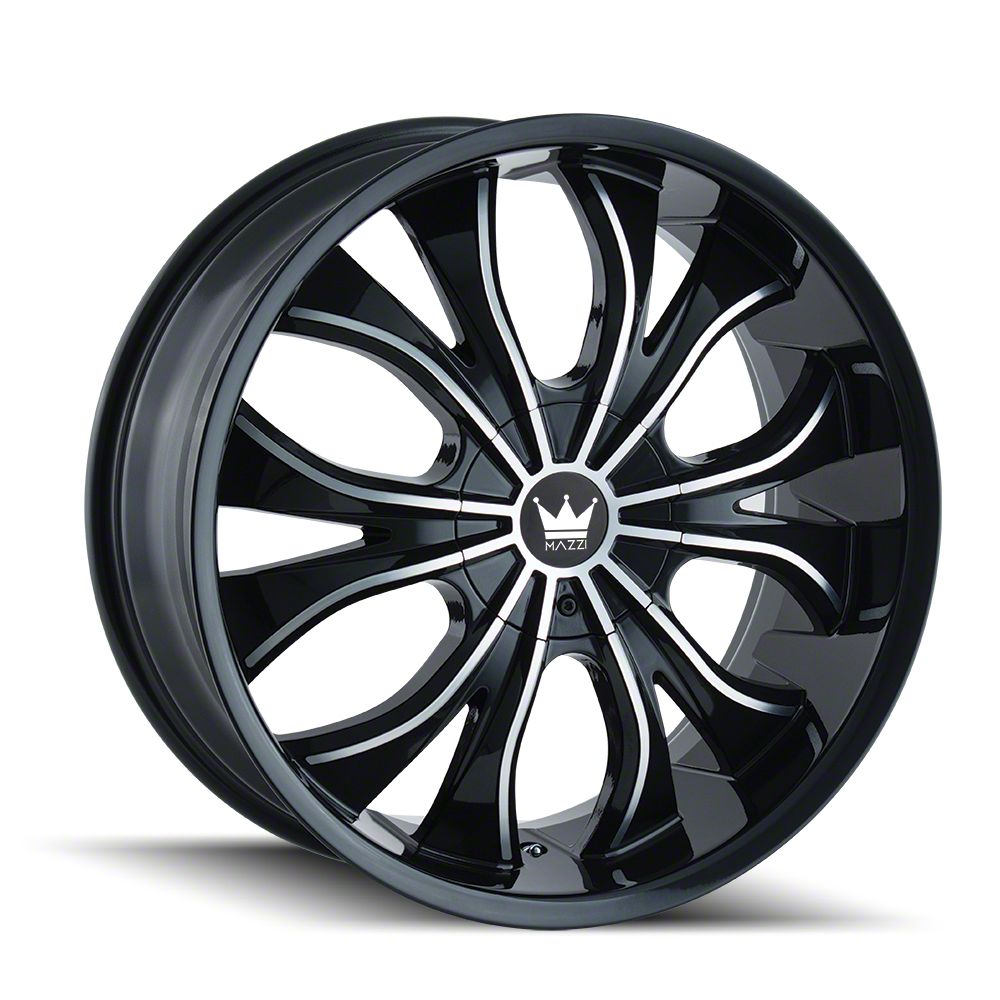 Mazzi Jeep Wrangler Hustler Gloss Black Machined Wheel; 24x9.5; 18mm ...
