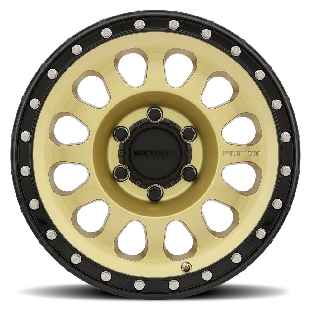 Method Race Wheels Bronco MR315 Gold with Black Lip 6-Lug Wheel; 17x8.5 ...