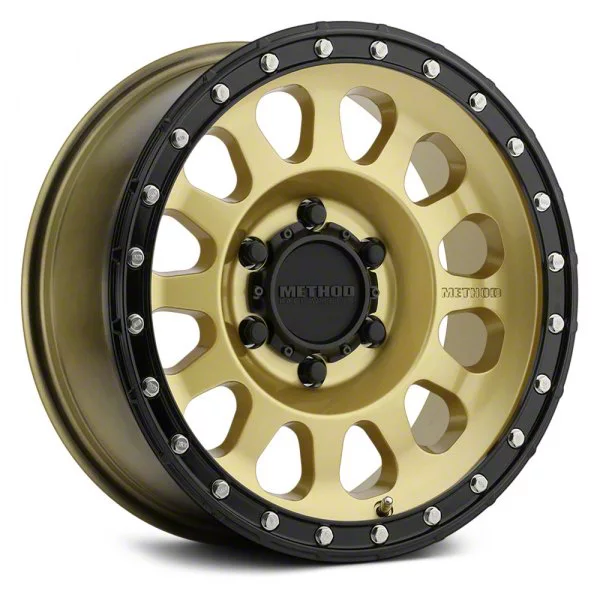 Method Race Wheels Jeep Wrangler MR315 Gold with Black Lip Wheel; 20x9 ...