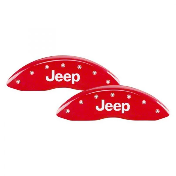 MGP Jeep Wrangler Brake Caliper Covers with Jeep Grille Logo; Red ...